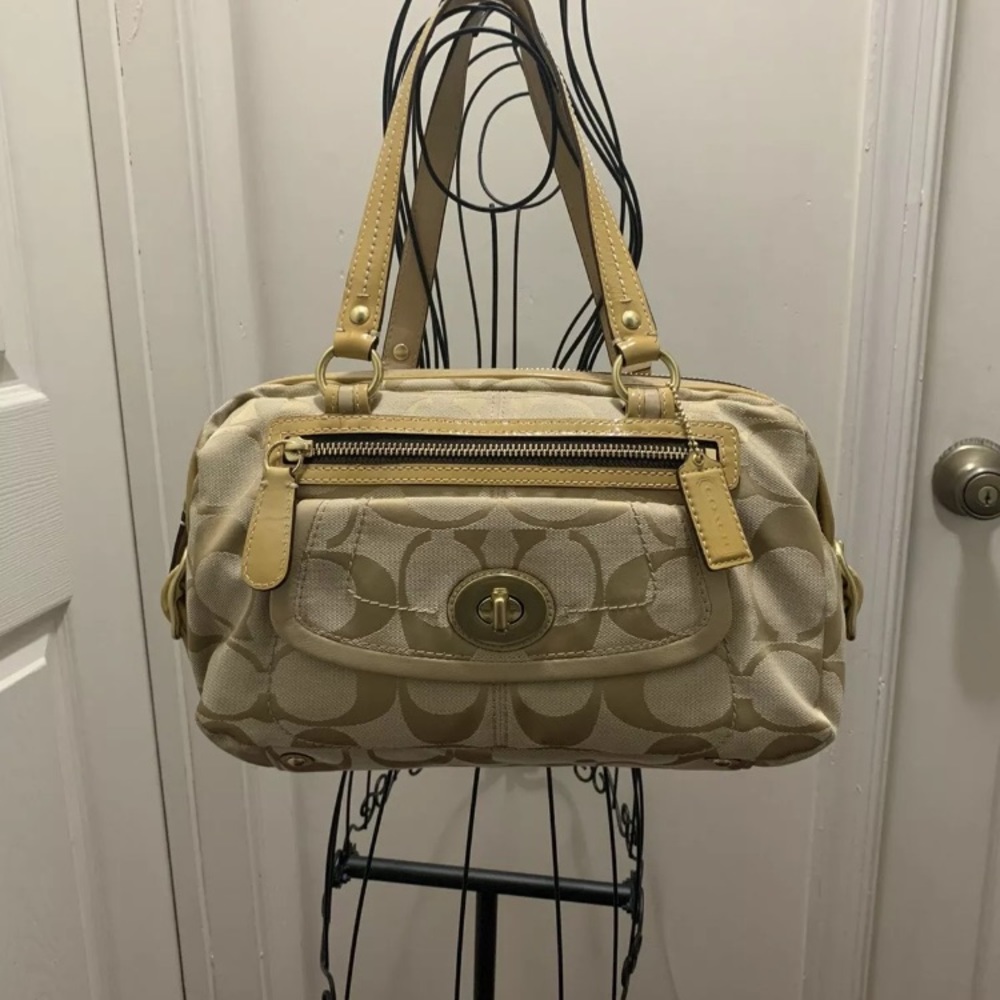 Coach Signature Logo Large Satchel Shoulder Bag - Gem